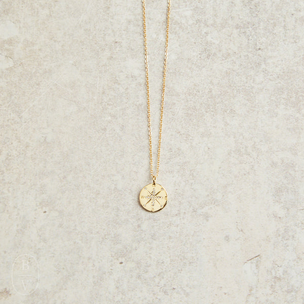 Pave Cz Compass Disc Necklace By Elyssa Bass Designs – Bella Vita Gifts ...