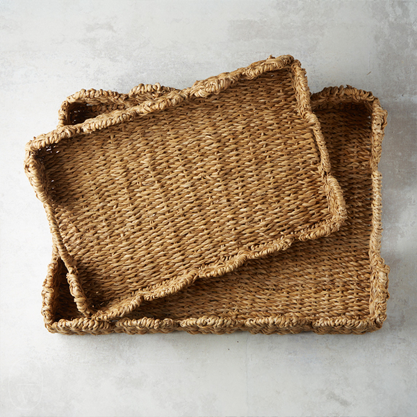 Woven Wicker Scallop Tray By Mudpie – Bella Vita Gifts & Interiors